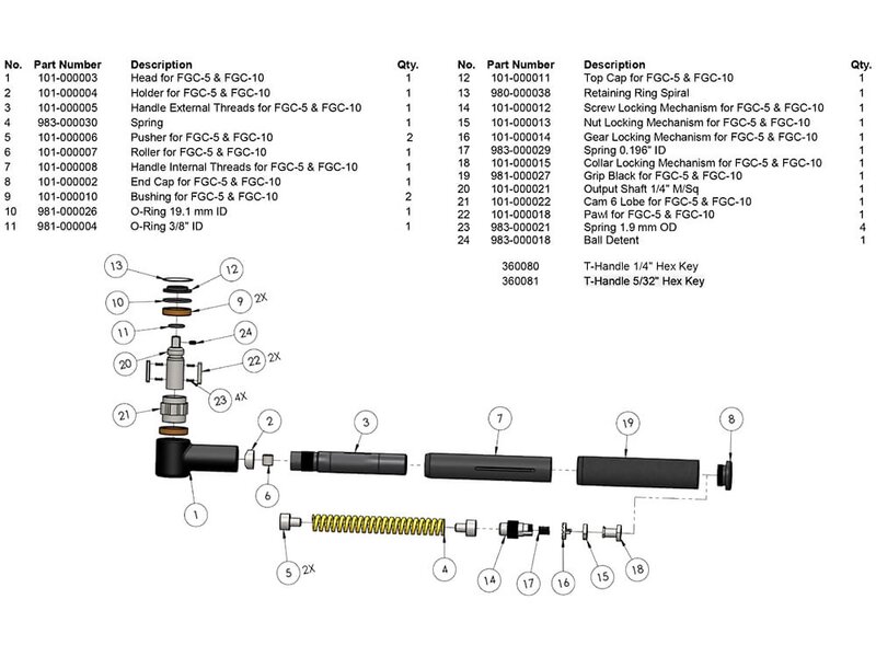 Mountz 076565 FGC-5 Cam-Over Wrench, 8.9 - 44.2 lbf.in, 1 - 5 N.m, 10.2 ...