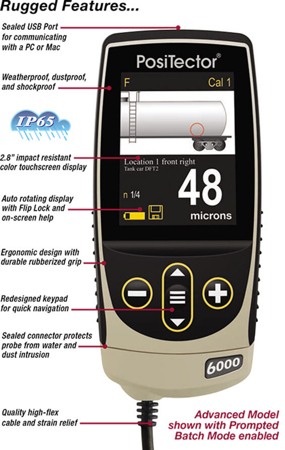 DeFelsko FKS3-E PosiTector 6000 FKS3 Advanced Ferrous, Range 0 - 500 ...